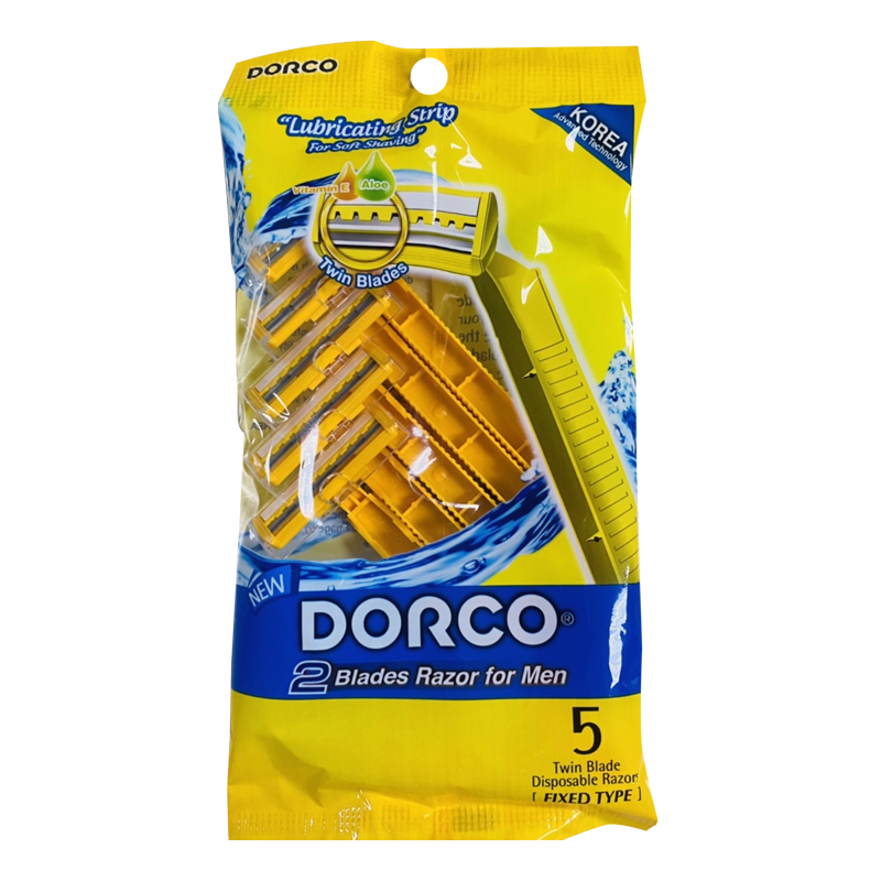 Dorco ใบมีดโกนพร้อมด้ามสีเหลือง รุ่น TG708 (แพ็ค 5 ชิ้น) - เสรีชัยบิวตี้